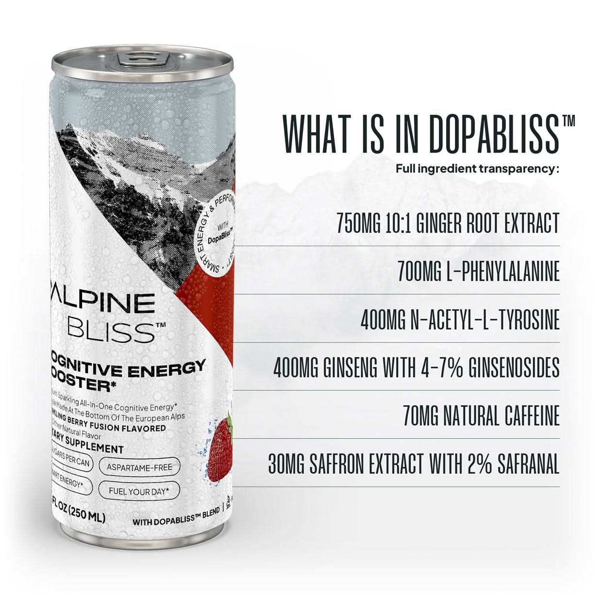 Cognitive Energy Booster | Alpine Water with Clean Energy and Fruit | Alpine Bliss